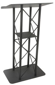 displays2go 25″ black truss podium for floor with interior shelf, aluminum & steel (lct4pstpbk)