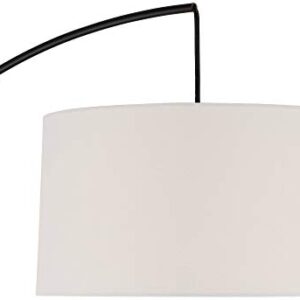 360 Lighting Cora Mid Century Modern Arc Floor Lamp 72" Tall Black Metal White Linen Fabric Drum Shade Decor for Living Room Reading House Bedroom Home Office House