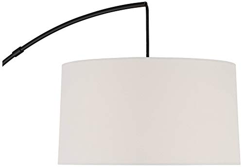 360 Lighting Cora Mid Century Modern Arc Floor Lamp 72" Tall Black Metal White Linen Fabric Drum Shade Decor for Living Room Reading House Bedroom Home Office House