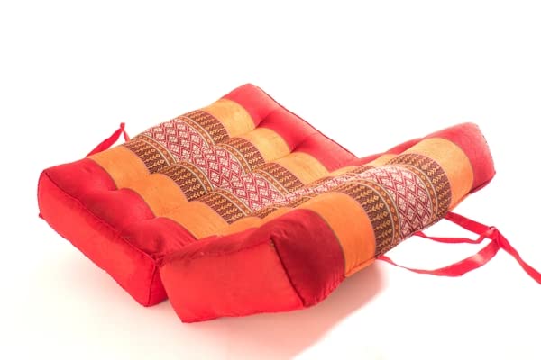 Zafuko Foldable Cushion - Cherry/Peach - organic Kapok filling, use folded and unfolded for meditation, soft yoga prop, portable cushion