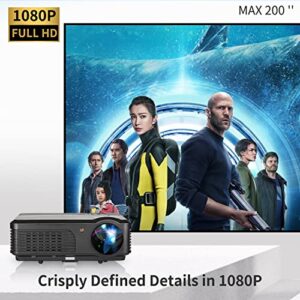 1080P Home WiFi Projector 7500Lumen, HDMI Android TV Projectors Bluetooth Wireless Smartphone Projectors for iOS Android Smart Phone/PC/Laptop/DVD/TV Stick/USB/VGA