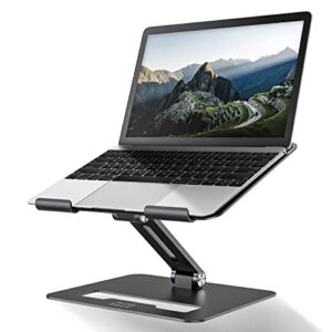 minthouz laptop stand for desk, ergonomic laptop riser,height & angle adjustable computer stand, foldable laptop holder compatible with macbook air pro dell xps lenovo hp more 10″-17″ laptops