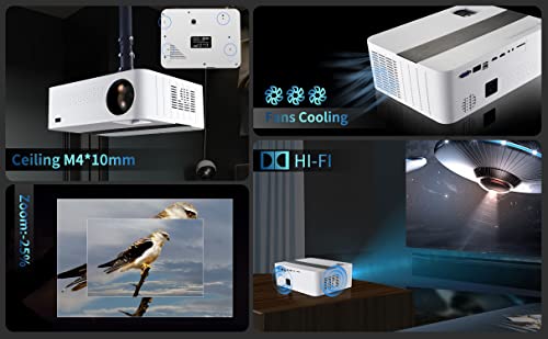 Native 1080p Projector with a Bag,10000 Lux 4k Projector for Outdoor Movies with 450" Display,Support Dolby & Zoom,Compatible with TV Stick,HDMI,VGA.USB,Smartphone,PC