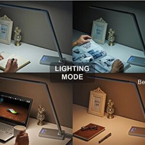 Phive Dimmable LED Desk Lamp with Fast Charging USB Port, Touch Control, 8-Level Dimmer / 4 Lighting Modes, Aluminum Body, Eye-Care LED, Table Lamp for Bedroom/Reading/Study (Silver)