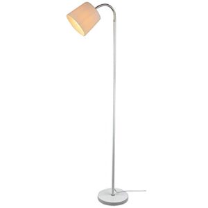 LIGHTACCENTS Adjustable White Floor Lamp with Chrome Adjustable Gooseneck Head Lamp and White Fabric Drum Lamp Shade - Flexible Reading Floor Lamp - (White)