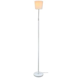 LIGHTACCENTS Adjustable White Floor Lamp with Chrome Adjustable Gooseneck Head Lamp and White Fabric Drum Lamp Shade - Flexible Reading Floor Lamp - (White)