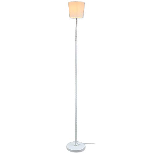 LIGHTACCENTS Adjustable White Floor Lamp with Chrome Adjustable Gooseneck Head Lamp and White Fabric Drum Lamp Shade - Flexible Reading Floor Lamp - (White)