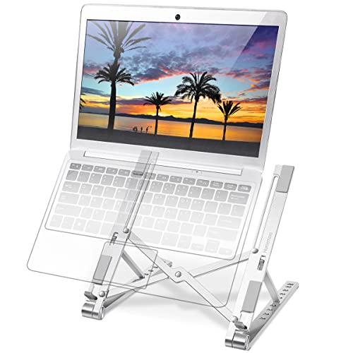 Laptop Stand Ergonomic Foldable 10 Angle Anti-Slip Adjustable Laptop Holder Notebook Portable Computer Riser Compatible with Most 10-15.6”Laptops for Desk Silver