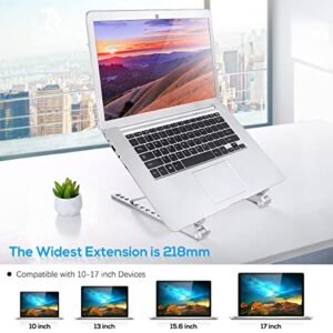 Laptop Stand Ergonomic Foldable 10 Angle Anti-Slip Adjustable Laptop Holder Notebook Portable Computer Riser Compatible with Most 10-15.6”Laptops for Desk Silver