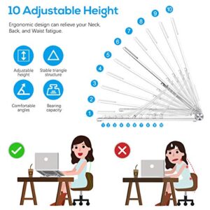 Laptop Stand Ergonomic Foldable 10 Angle Anti-Slip Adjustable Laptop Holder Notebook Portable Computer Riser Compatible with Most 10-15.6”Laptops for Desk Silver