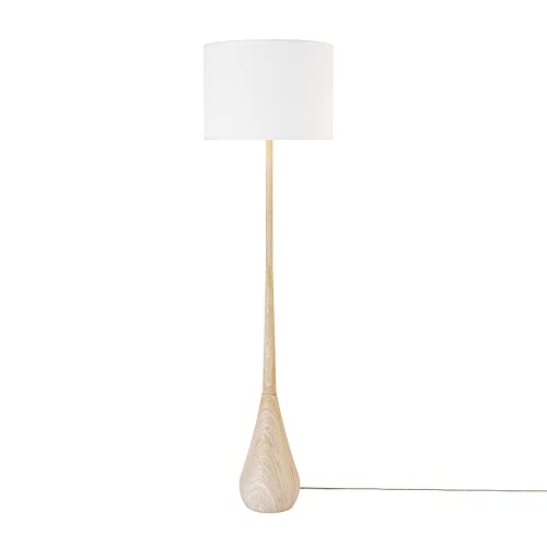 Globe Electric 52112 65" Floor Lamp, Faux Wood, Cotton Shade