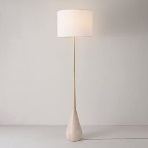 Globe Electric 52112 65" Floor Lamp, Faux Wood, Cotton Shade