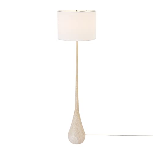 Globe Electric 52112 65" Floor Lamp, Faux Wood, Cotton Shade