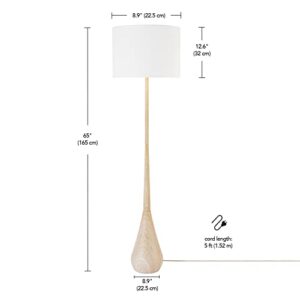 Globe Electric 52112 65" Floor Lamp, Faux Wood, Cotton Shade