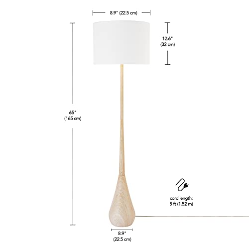 Globe Electric 52112 65" Floor Lamp, Faux Wood, Cotton Shade