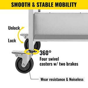 VEVOR Book Cart, 200lbs Library Cart, 35x19x49 Inch Rolling Book Cart Double Sided W-Shaped Sloped Shelves with 4-Inch Lockable Wheels, for Home Shelves Office and School Book Truck in White