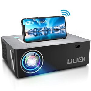 1080p hd projector, 5g wifi movie projector, uuo home theater support 4k video projector, synchronize smartphone screen, dolby audio support-compatible with tv stick/ios/android/smartphone/ps5