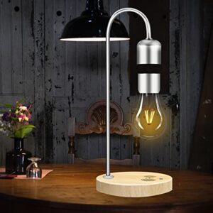 levitating light bulb floating lamp magnetic levitation anti-gravity led night lights cool lamps for bedrooms decor unique desk toys office gifts home decorations with wireless charger (apple/android)