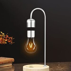 Levitating Light Bulb Floating Lamp Magnetic Levitation Anti-gravity LED Night Lights Cool Lamps for Bedrooms Decor Unique Desk Toys Office Gifts Home Decorations with Wireless Charger (Apple/Android)