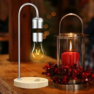 Levitating Light Bulb Floating Lamp Magnetic Levitation Anti-gravity LED Night Lights Cool Lamps for Bedrooms Decor Unique Desk Toys Office Gifts Home Decorations with Wireless Charger (Apple/Android)