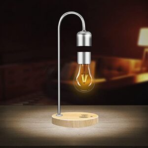 Levitating Light Bulb Floating Lamp Magnetic Levitation Anti-gravity LED Night Lights Cool Lamps for Bedrooms Decor Unique Desk Toys Office Gifts Home Decorations with Wireless Charger (Apple/Android)