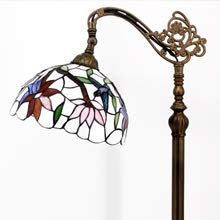 WERFACTORY Tiffany Floor Lamp Hummingbird Flower Stained Glass Arched Lamp 12X18X64 Inches Gooseneck Adjustable Corner Standing Reading Light Decor Bedroom Living Room S801 Series