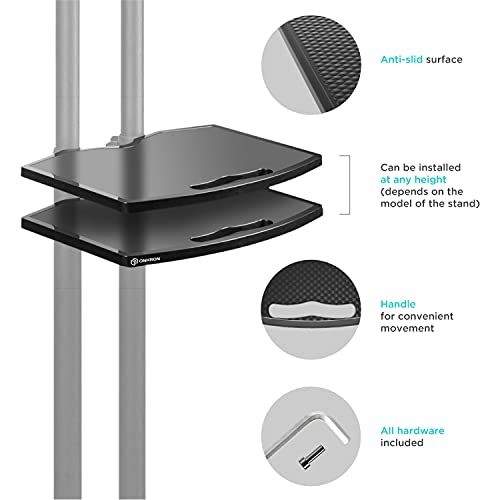 ONKRON Equipment Tray for Mobile TV Stand TV Cart TS1551/1552 Height Adjustable Shelf Black (APT1551)