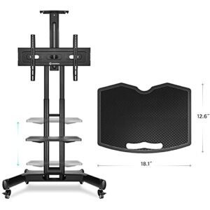 ONKRON Equipment Tray for Mobile TV Stand TV Cart TS1551/1552 Height Adjustable Shelf Black (APT1551)