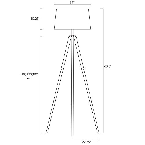 Kira Home Grace 60.5" Mid Century Modern Tripod LED Floor Lamp + Energy Efficient 9W Bulb, Wooden Tripod Legs + White Shade