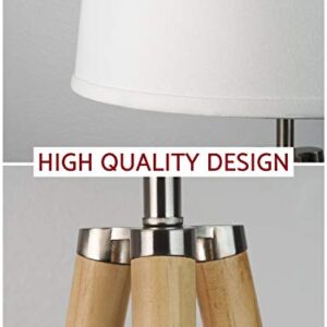 Kira Home Grace 60.5" Mid Century Modern Tripod LED Floor Lamp + Energy Efficient 9W Bulb, Wooden Tripod Legs + White Shade