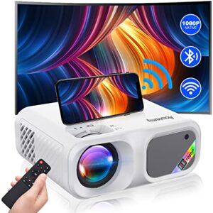 native 1080p projector with wifi and bluetooth 4k supported outdoor movie projector 220″ display mini projector home theater video projector compatible with ios/android/win/tv stick