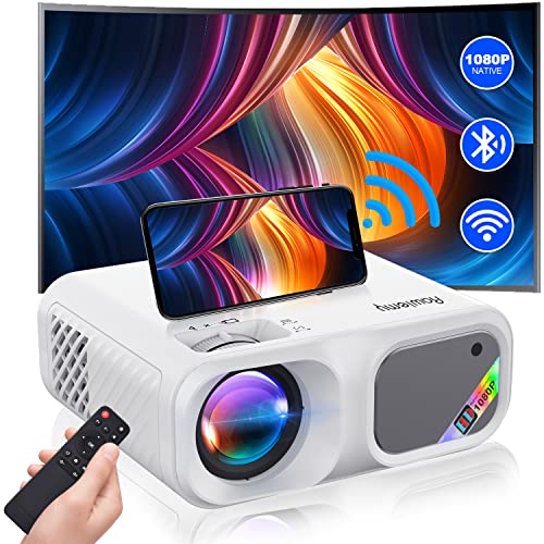 Native 1080P Projector with WiFi and Bluetooth 4K Supported Outdoor Movie Projector 220" Display Mini Projector Home Theater Video Projector Compatible with iOS/Android/Win/TV Stick