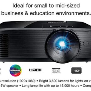 Optoma DH351 1080p Full HD Office & Education Projector for Meeting Rooms and Classrooms | Bright 3,600 Lumens for Lights-on Viewing | HDMI Connectivity | Up to 15,000-hr Lamp Life