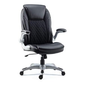 staples sorina bonded leather chair (black, sold as 1 each) – adjustable office chair with plush padding, provides lumbar, arm and head support, perfect desk chair for the modern office