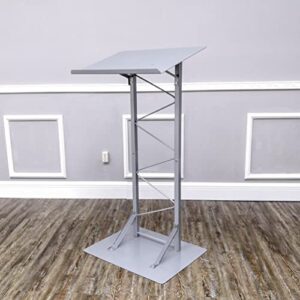 FixtureDisplays® 25" Single Truss Podium for Floor, Steel - Silver 19627 19627