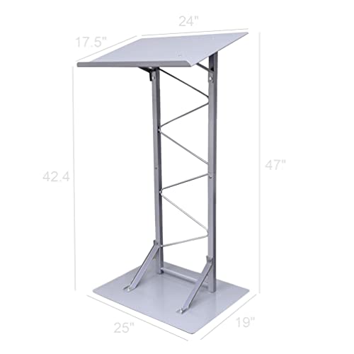 FixtureDisplays® 25" Single Truss Podium for Floor, Steel - Silver 19627 19627