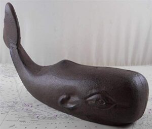 large cast iron whale figure – nautical whale doorstop