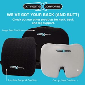 Xtreme Comforts Desk Chair Cushions for Back Support and Tailbone Relief - Memory Foam Coccyx Seat Cushion w/ Handle & Bag for Home Office or Travel - Original (Grey)