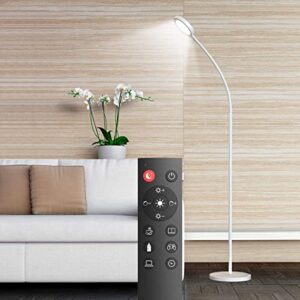 buluna floor lamp for bedroom with remote & touch control, led 2500k-6000k 4 color temperatures standing tall lamp 360 degree adjustable gooseneck for living room office reading