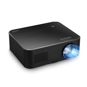 projector native 1080p &300″ home movie projector, portable projector with built-in dual speakers, outdoor theater video projector compatible with hdmi/usb/video/av