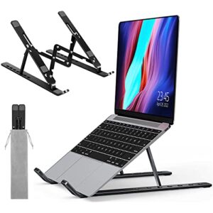 welan laptop stand, macbook stand adjustable laptop stand for desk portable computer stand aluminum laptop holder ergonomic cooling stand compatible with macbook pro air hp lenovo dell 10-18″ black