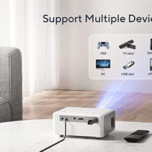 Mini Projector, AKIYO O1 LED Portable Projector, Support HD 1080P, ±15° Keystone, 25% Zoom, Home Theater Movie Nights, Kids Gifts, Compatible with Phone, TV Stick, Speaker, HDMI, Bedroom, Outdoor