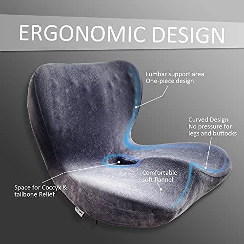 Seat Cushion Back Cushion for Office Chair - Memory Foam Seat Cushion for Lumbar Support Sciatica Lower Back Tailbone Pain Relief