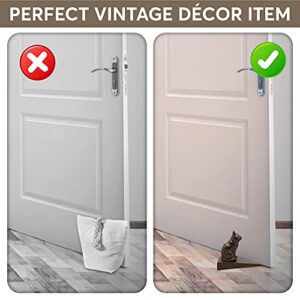 Trovety Linda Cat Door Stopper - Cast Iron Door Stopper with Cat Figurine - Prevent Loud Door Bangs - Keep Doors Open - Decorative Rustic Door Stopper (Sitting Cat)