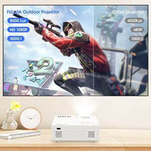 Video Projector for Phone Outdoor Projector 2022 Upgrade-8500Lumens - Mini Projector HD 1080P 150" Screen 55000 Hours Small Movie Projector Compatible with iPhone Laptop HDMI PS4 TV Stick VGA USB AV