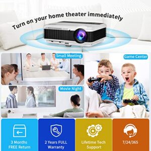 LCD Smart Bluetooth WiFi Projector 1080P Native 8000Lumen, LED Home Projector with Android utdoor Indoor Room Movie Night, Built-in Netflix Wireless Projector for Phones Sync, TV Stick, USB HDMI