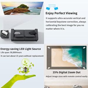 LCD Smart Bluetooth WiFi Projector 1080P Native 8000Lumen, LED Home Projector with Android utdoor Indoor Room Movie Night, Built-in Netflix Wireless Projector for Phones Sync, TV Stick, USB HDMI