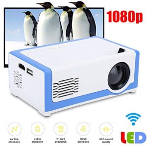 Projector, Full HD 1080P Mini Projector, with Ultra-High Luminous Flux/30,000 Hours Standby/3D HiFi Speaker Mini Led Projector, Support Hdmi/AV/USB/SD, Home Theater Projector(US)