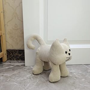 Interior Door Stopper Fabric Doorstops Decorative Cat (Beige Long Legged cat)