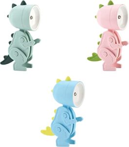 wnwnya 3 pcs mini led desk lamp cute small phone holder, animal shaped night light adjustable phone holder, portable reading desk night light for children students (e-3 colors (dinosaur))